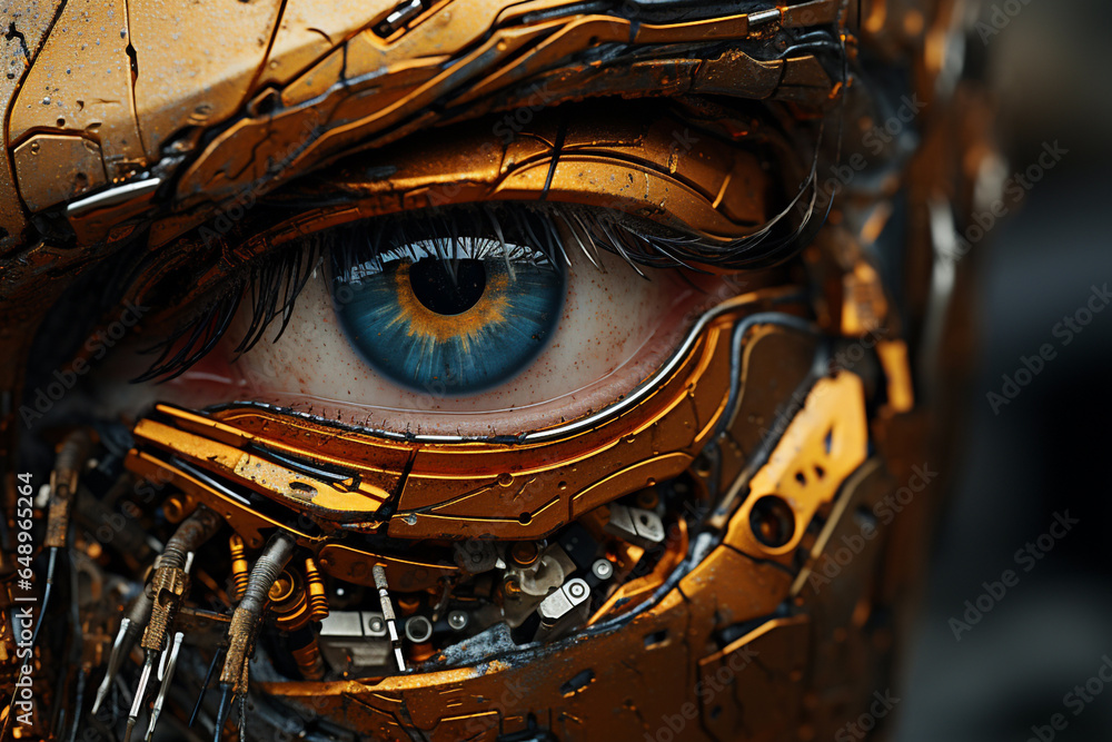 Programmed сlose up metal cyber electronic eye surveillance security ...