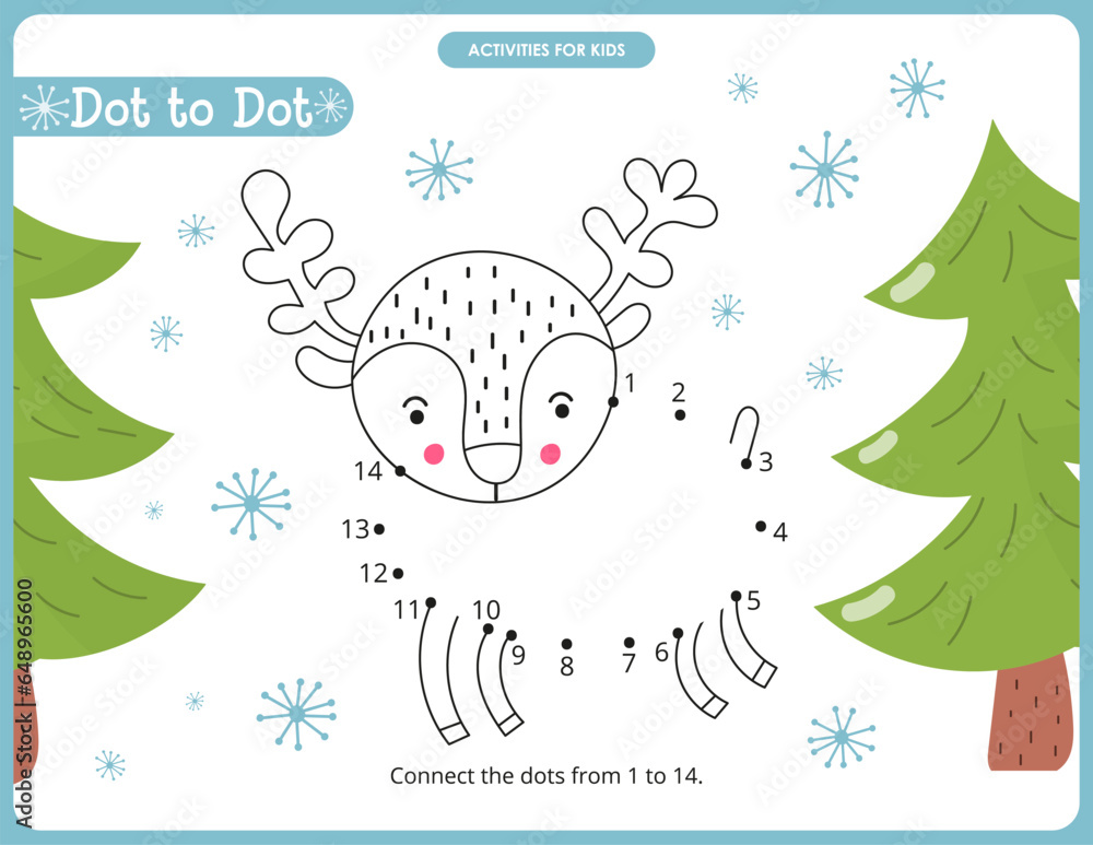 Christmas activities for kids. Dot to dot game – Christmas Reindeer ...