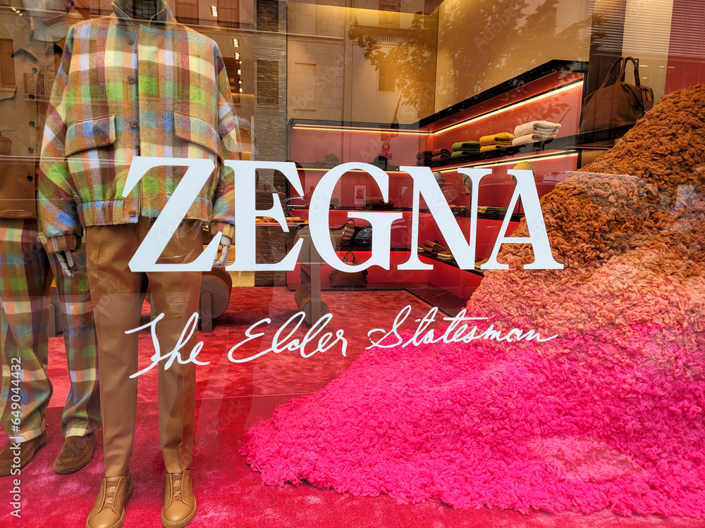 New York, New York, USA - September 15, 2023:Window of Zegna store on ...