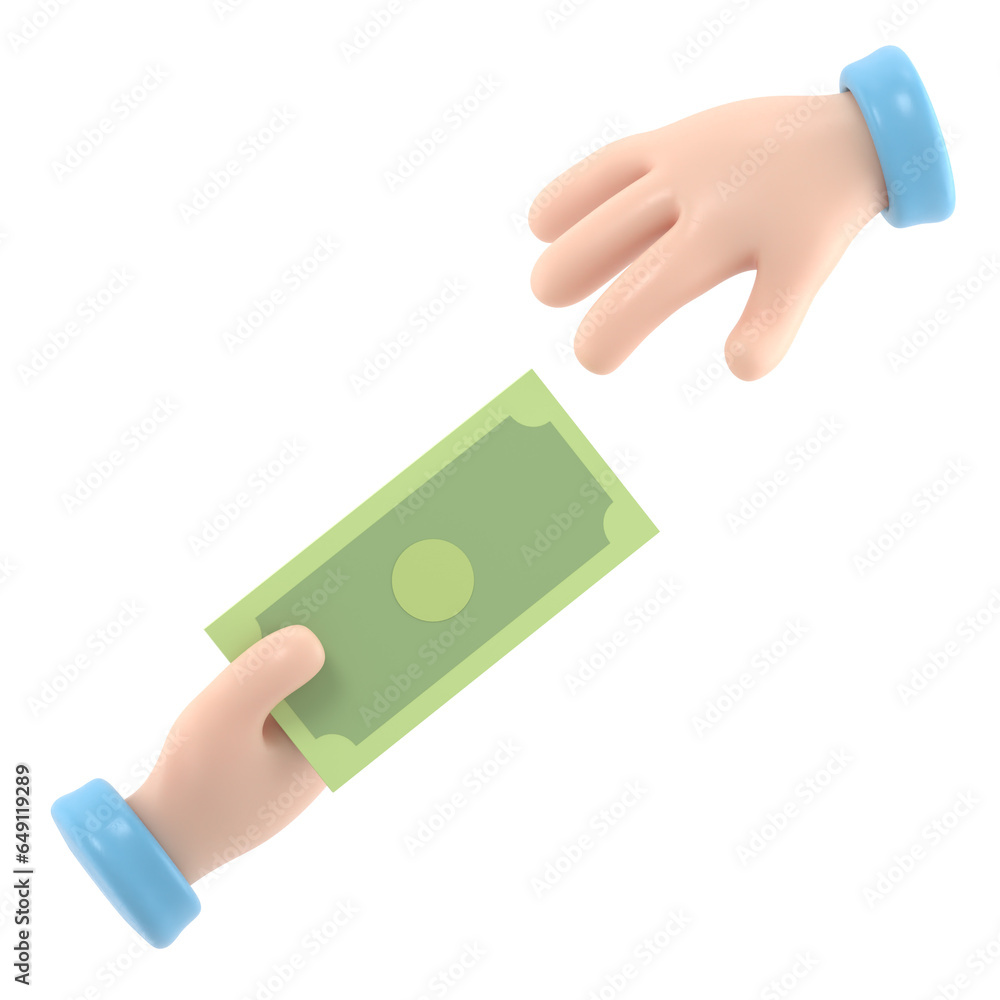 Cartoon Gesture Icon Mockup.Two cartoon businessman hands,giving money ...