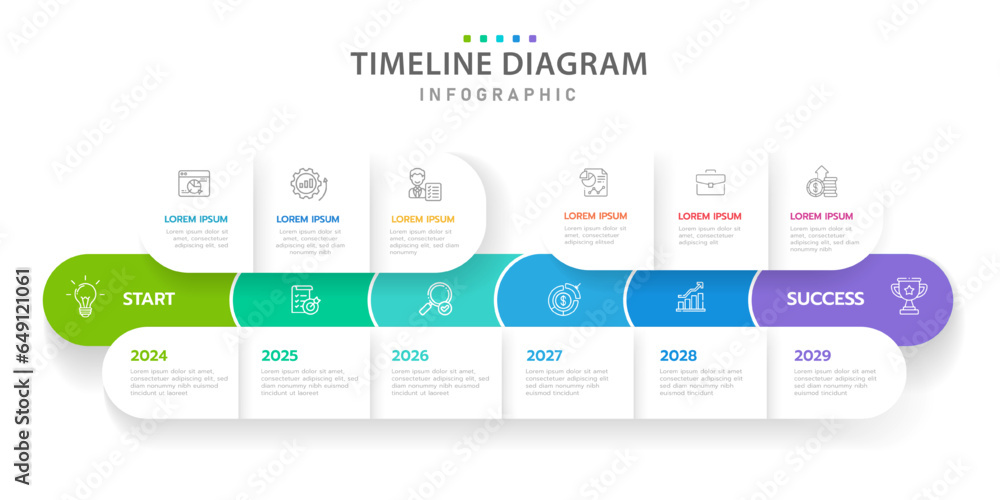 Infographic template for business. 5-6 Steps Modern Timeline diagram ...