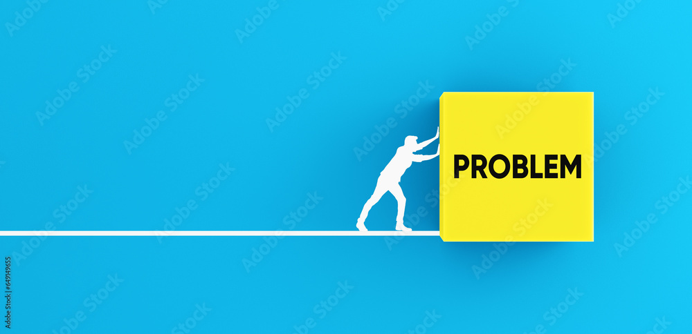 Problem solving. Getting rid of heavy problems. Silhouette of a man ...