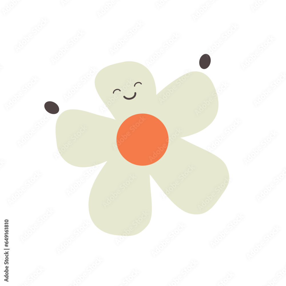 Smiling Flower Emoji - Simple Happy Emoticon Isolated on White ...