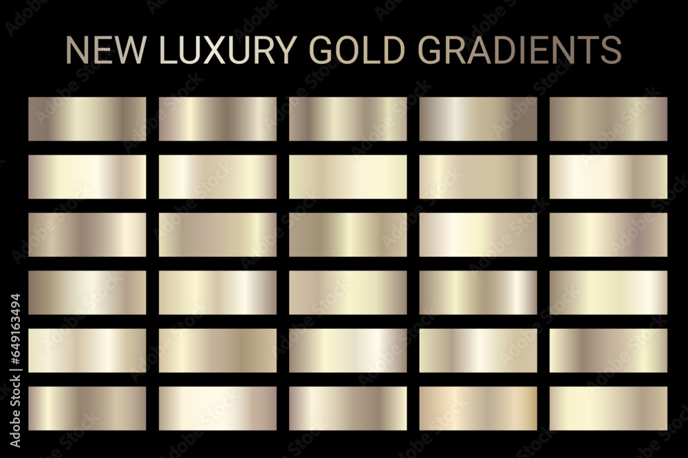 Luxury gold gradients set vector. Gold gradients collection of metallic ...