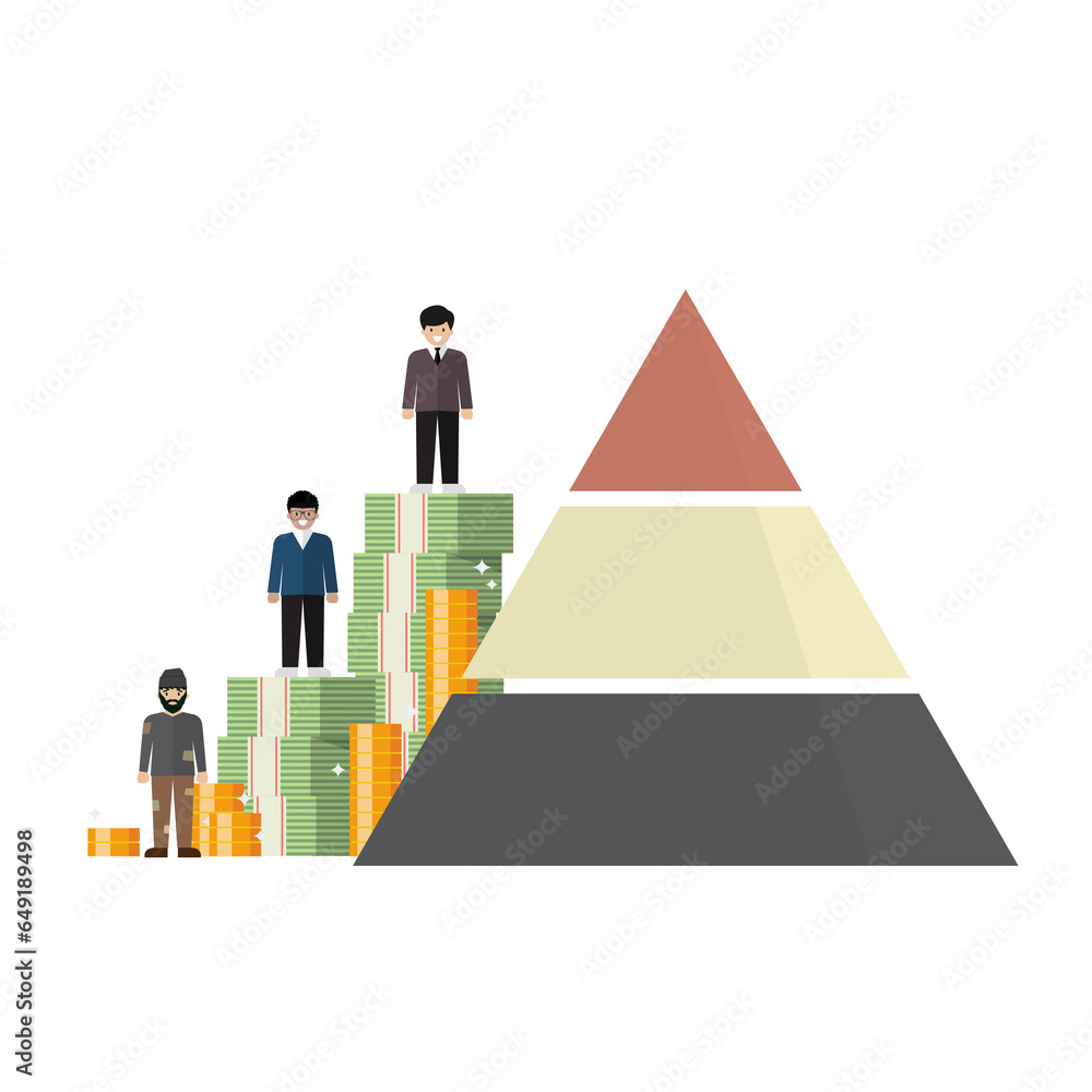 Pyramid of three social class Stock Illustration | Adobe Stock