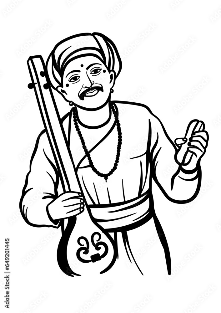 sketch of sant tukaram maharaj Stock Vector | Adobe Stock