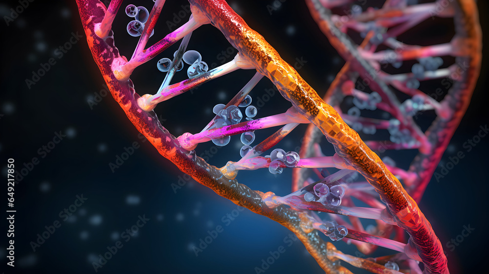 Intricate representation of the DNA double helix structure. Picture the ...