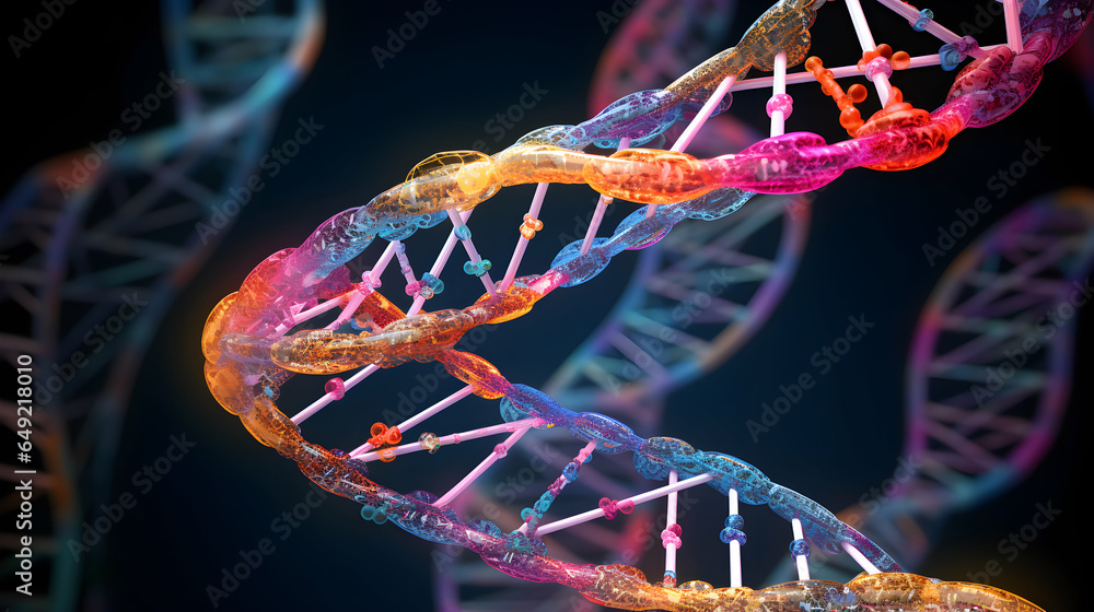 Intricate representation of the DNA double helix structure. Picture the ...