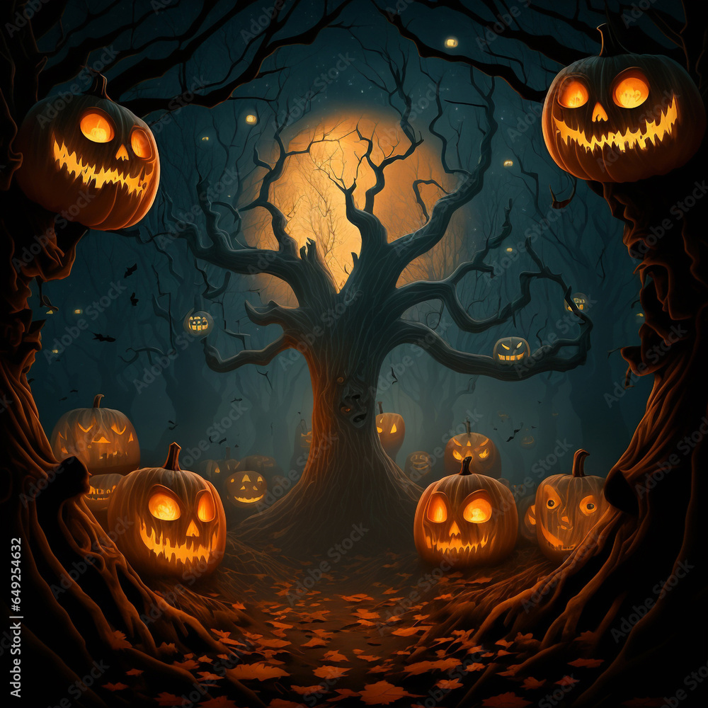 Spooky Jacko Lantern Sinister Pumpkin with Frightening Eyes in the ...