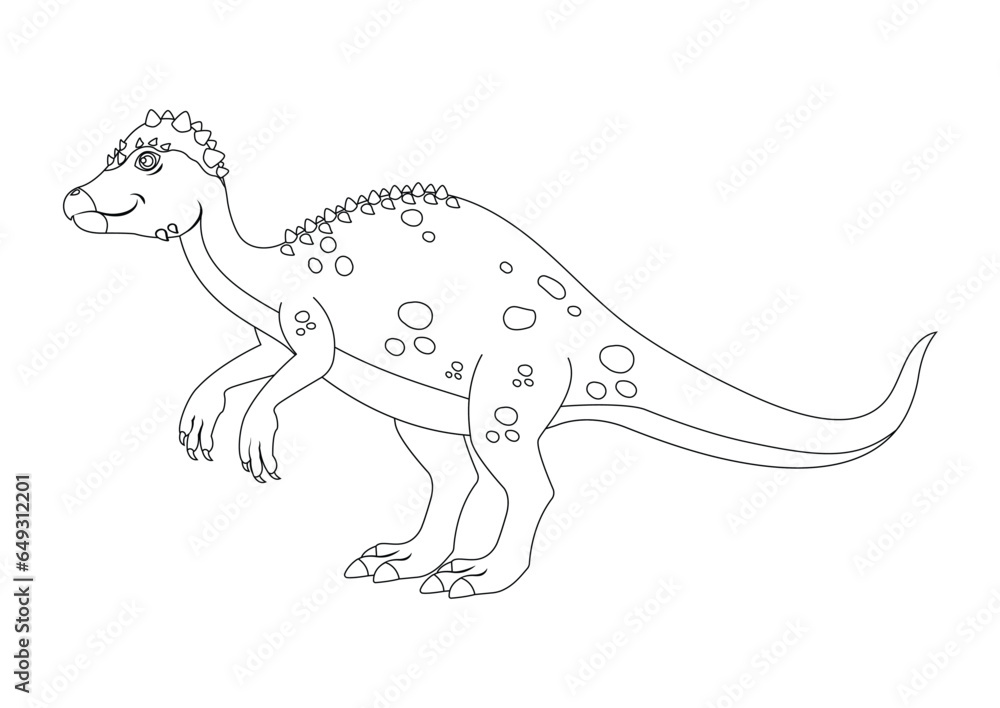 Vector de Stock Black and White Pachycephalosaurus Dinosaur Cartoon ...