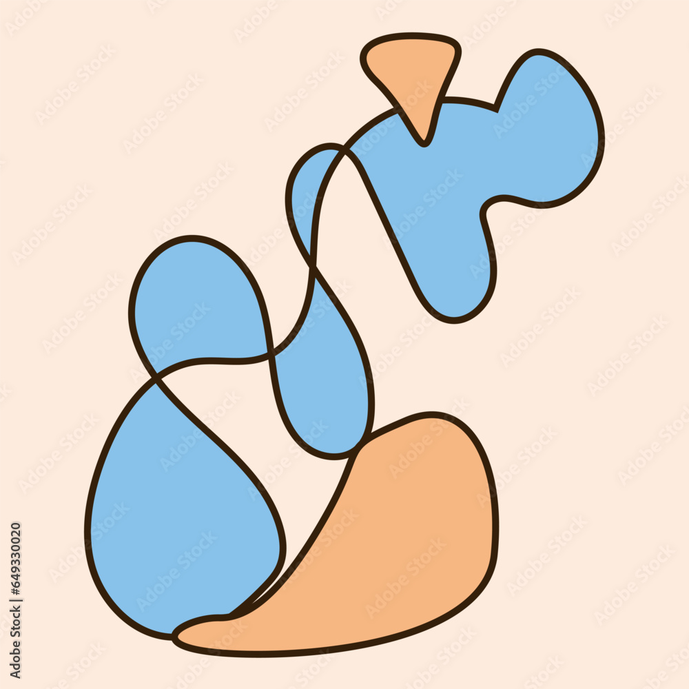 Abstract Doodle Curve Line Shape Symbol Silhouette Funny Icon Poster ...