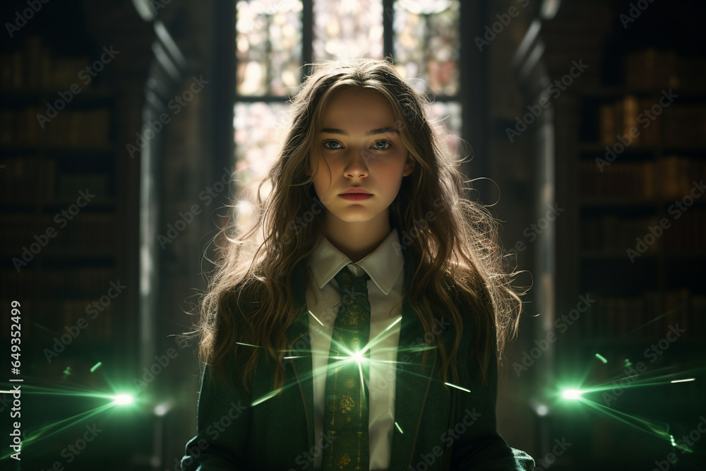 Creative collage generative ai photo of young magician studying in ...