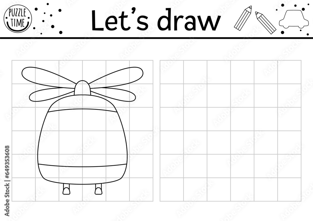 Draw the helicopter front view. Vector transport drawing practice ...