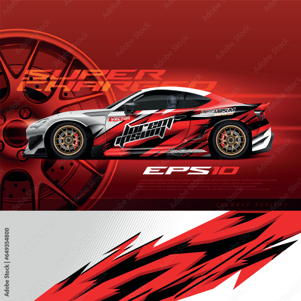 Racing car wrap design vector. Graphic abstract stripe racing ...