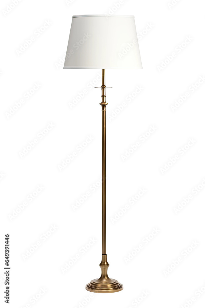 a tall brass floor lamp isolated on a transparent background ...