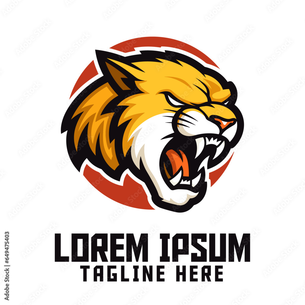 Image vectorielle Stock Sabertooth Mascot Head Logo and Smilodon Animal ...