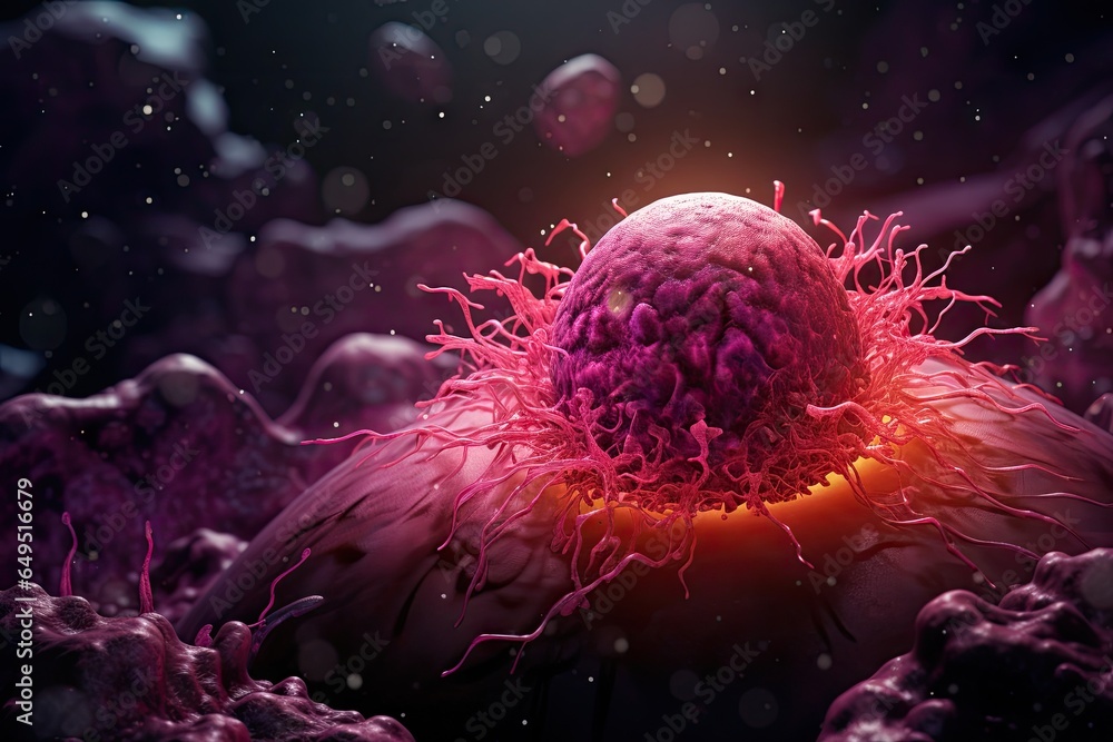 Tumor microenvironment background with cancer cells, T-Cells ...