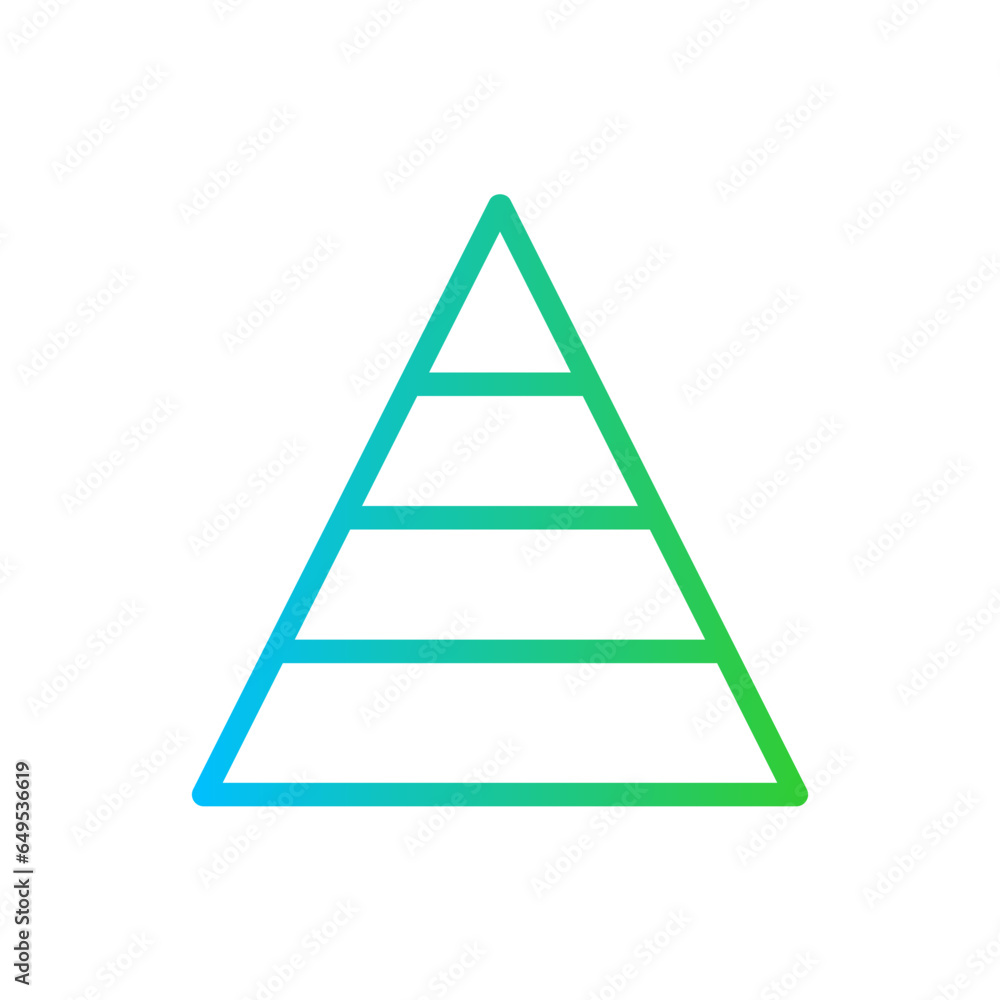 Pyramid graph project management icon with blue and green gradient ...