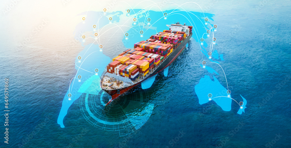 AI Cargo ship technology. Global Logistics international delivery ...