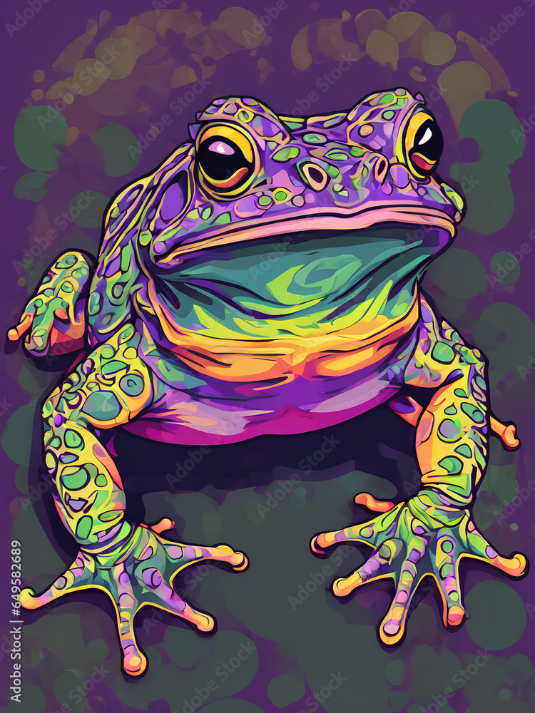 Psychedelic Frog and Toad - Trippy Ornamental Amphibian in a Hippie ...