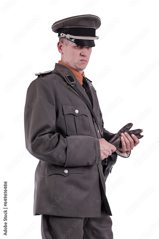 Male actor reenactor in historical uniform as an officer of the German ...