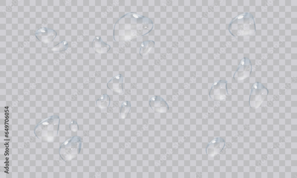 Vector water droplets. PNG droplets, condensation on glass, on various ...
