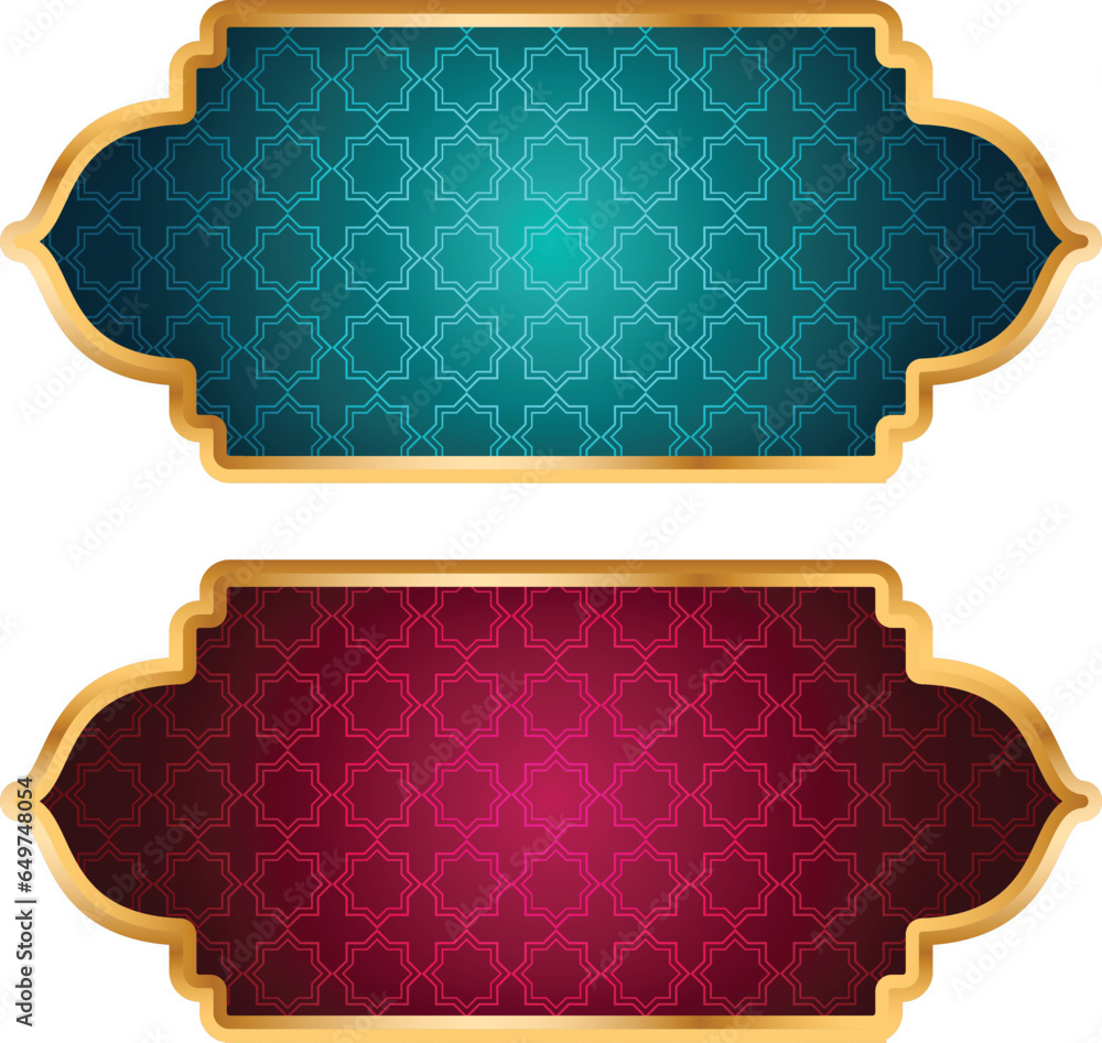 Set of decorative luxury golden arabic islamic banner title frame ...