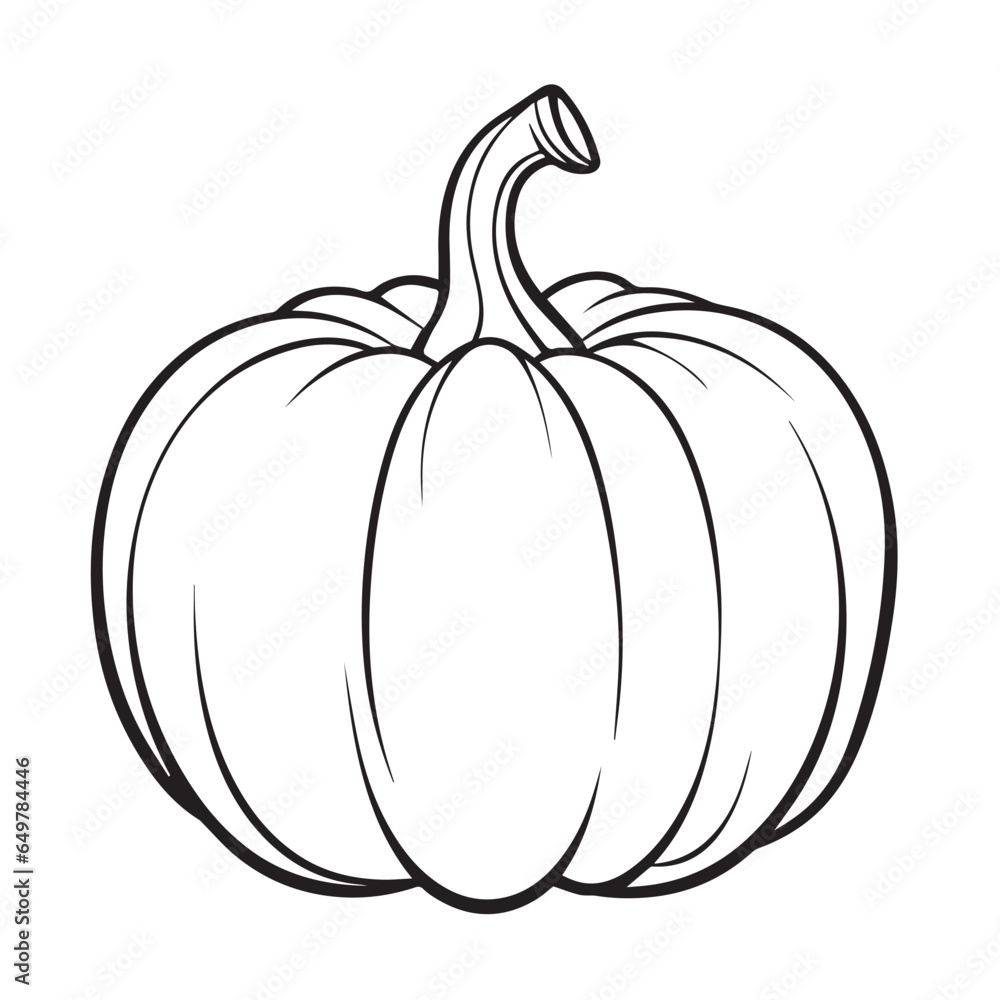 Pumpkin line art coloring page for Halloween vector illustration Stock ...