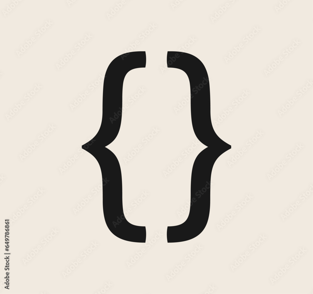 Curly braces symbol and dobule braces, symmetric sign for text quote ...
