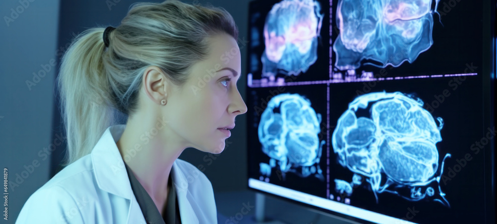 Neurologists use robotic technology diagnose examine patient brain with ...