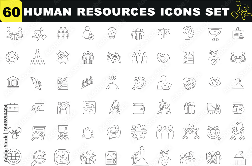set of 60 Human Resources line Icons. Perfect for visualizing ...