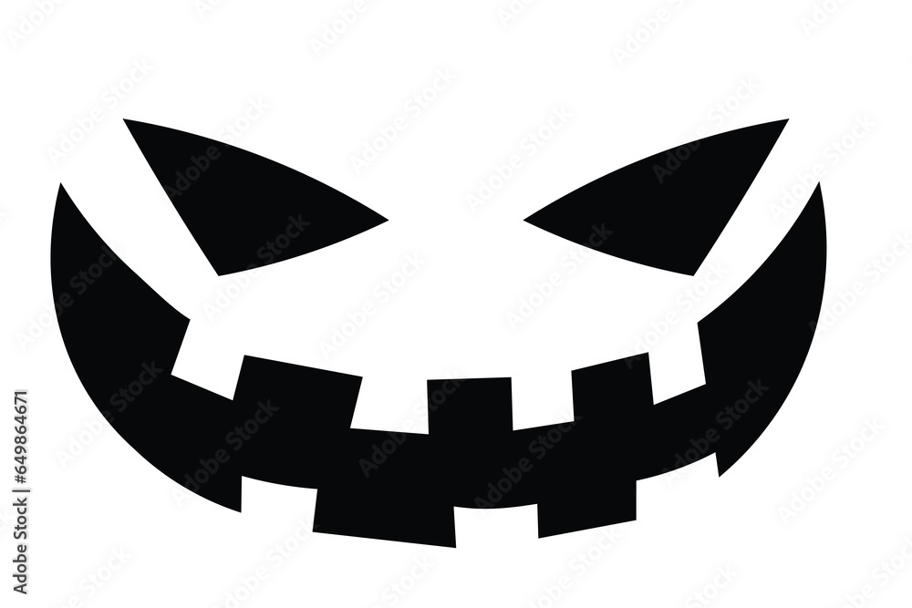 Vector Outline Style Scary Smiling Halloween pumpkin Face Expression ...