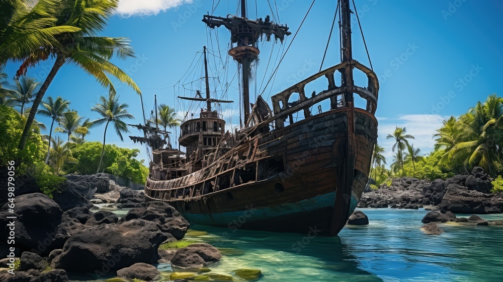 boat island shipwreck museum illustration ship travel, old destination ...