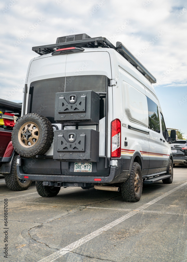 Loveland, CO, USA - August 26, 2023: Back of Storyteller Overland Mode ...