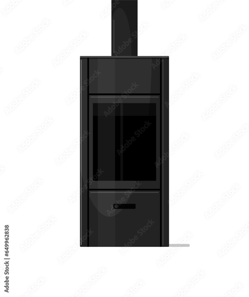 Wood burning black fireplace, stove without flame and firewood, free ...