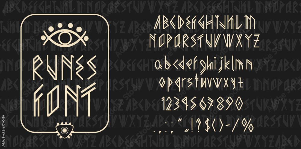 Vector de Stock Viking runes font. Scandinavian type, ancient typeface ...