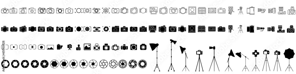 Foto camera icon vector set. Photo illustration sign. Photo studio ...