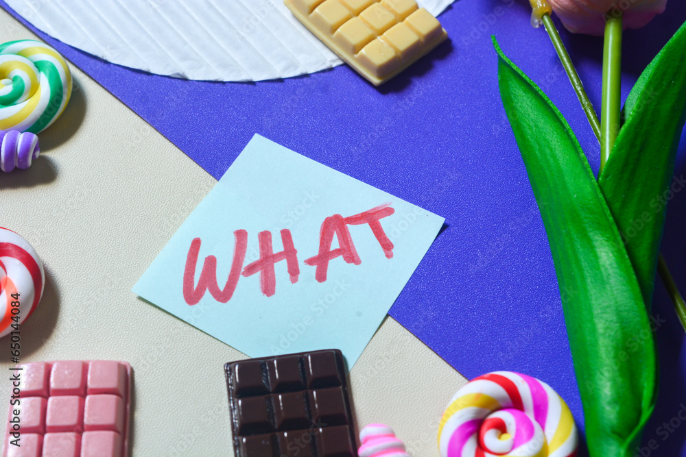 English vocabulary "WHAT" on the theme of sweets, chocolate bars ...