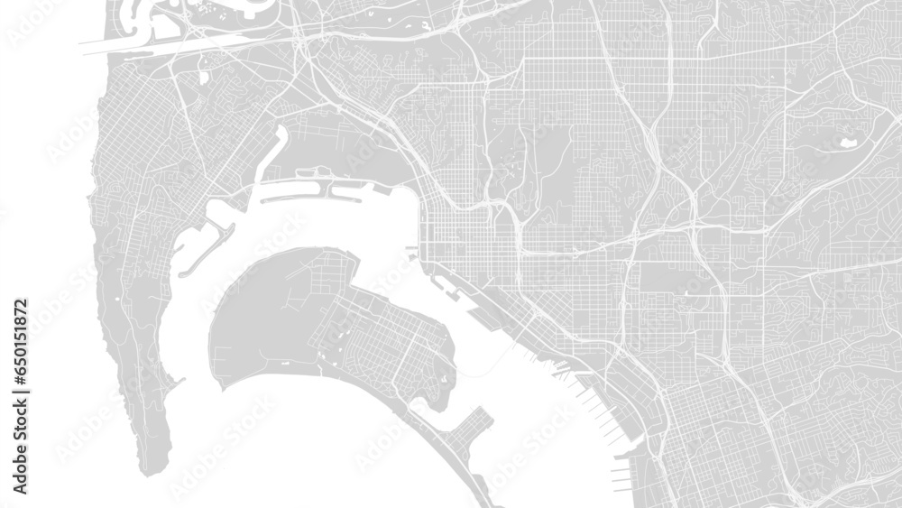 Background San Diego map, United States, white and light grey city ...