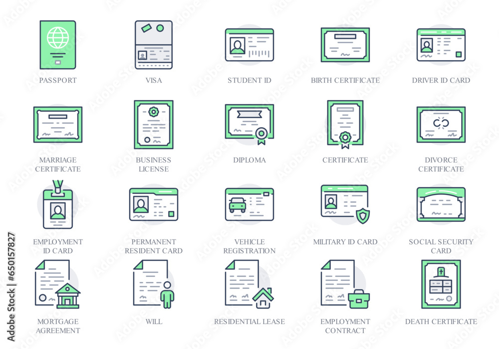 Legal documents line icons. Vector illustration include icon ...