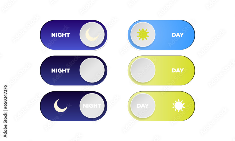 Set of Day and Night Switch Toggle Buttons with sun and moon pictograms ...