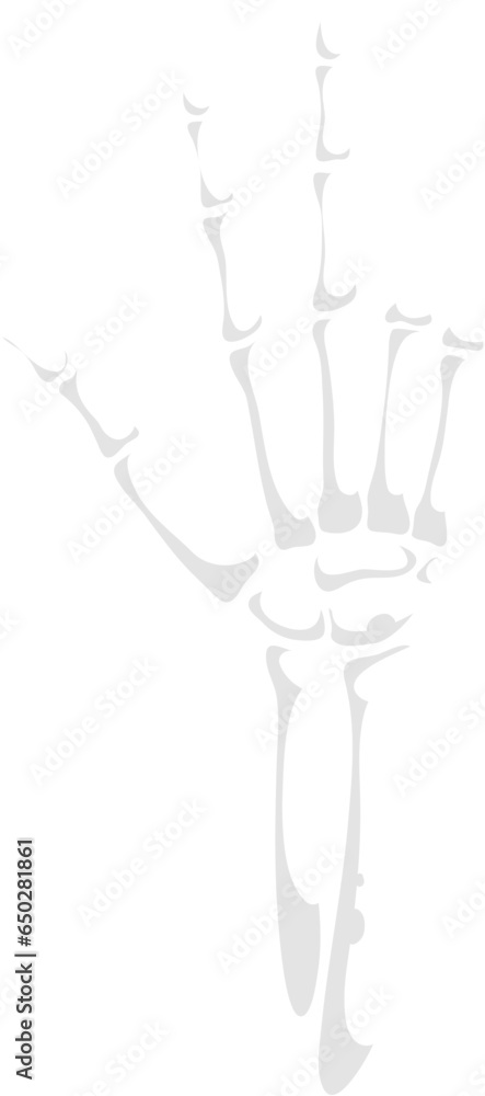 Skeleton hand gesture with three fingers up, vector silhouette icon ...