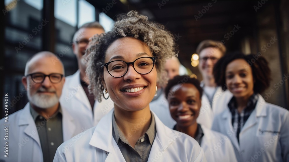 Empowered in Research: Group of Cheerful Scientists, Spotlighting a ...