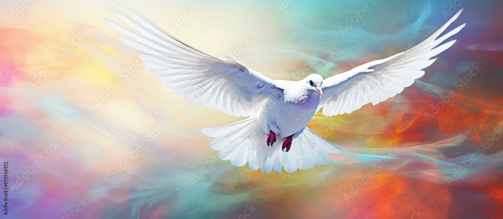 Watercolor style painting of a white dove with freedom and peace ...