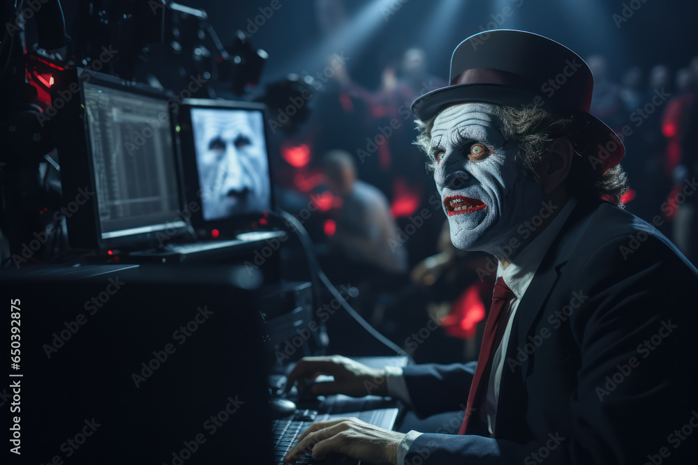An actor rehearsing lines for a theater production, immersed in their ...