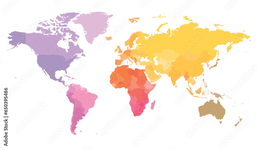 World map. High detailed blank political map of World. Colorful map on ...