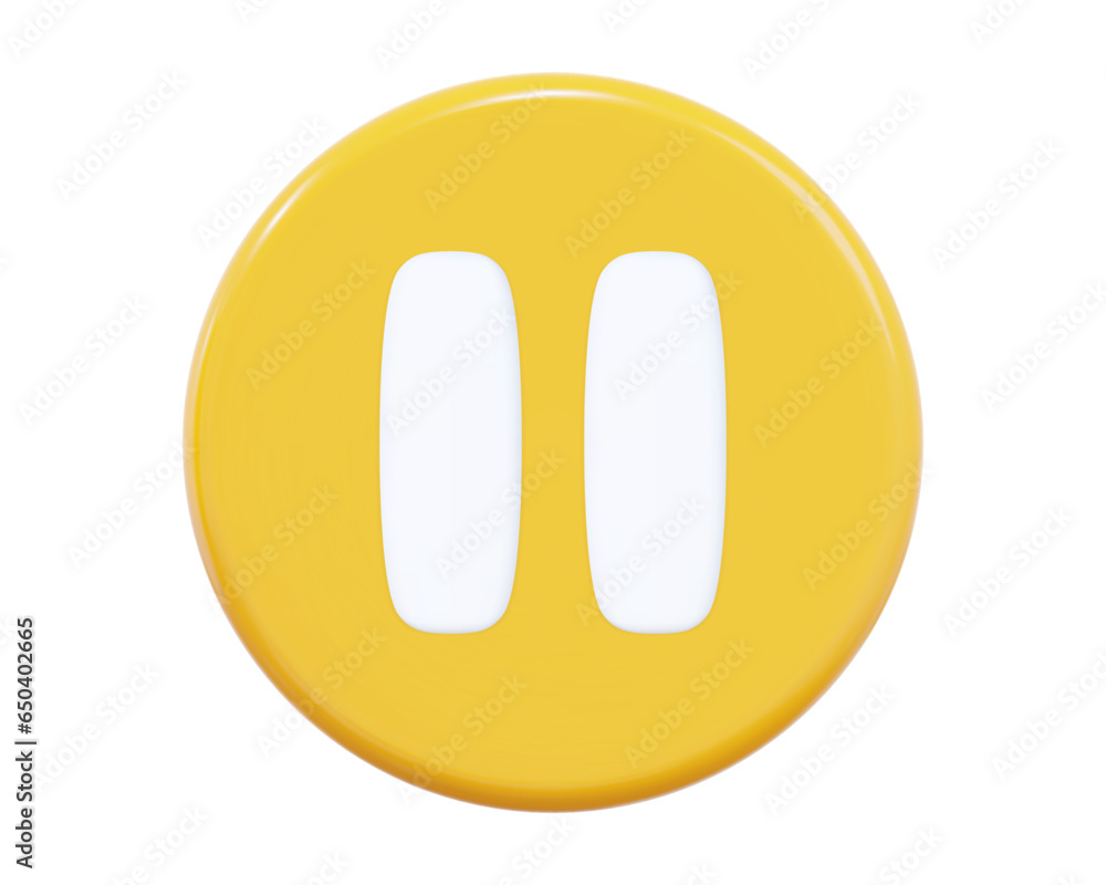 3d yellow pause button icon. Symbol to watch tv, video, movie,live ...