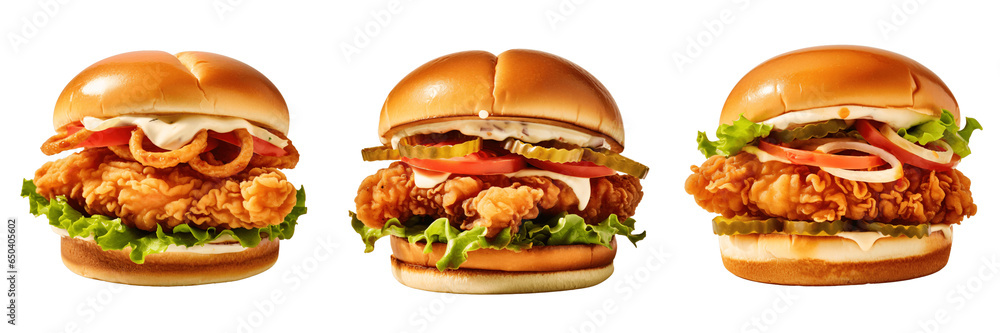 crispy chunky chicken sandwiches isolated on a transparent background ...