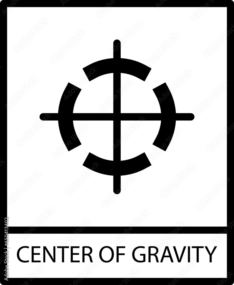 Center of Gravity icon with black frame isolated on white background ...