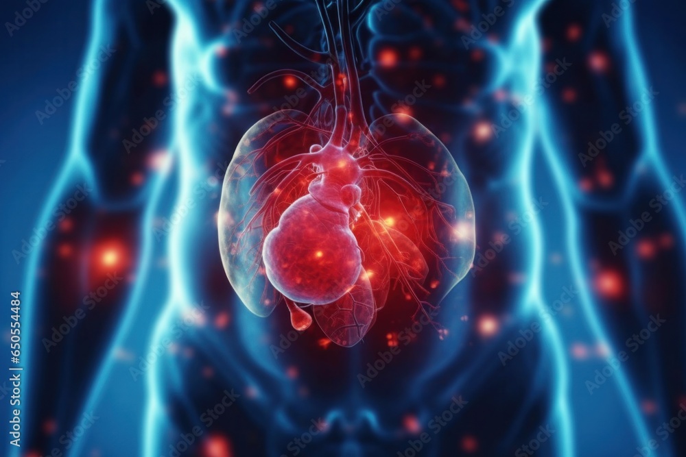 3d medical illustration of inflamed organs in human body. Medical and ...